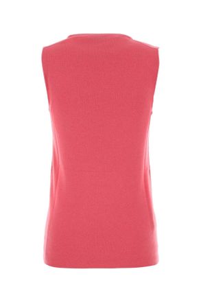 Miu Miu Womens Cashmere Blend Logo Tank Top Pink Sweater