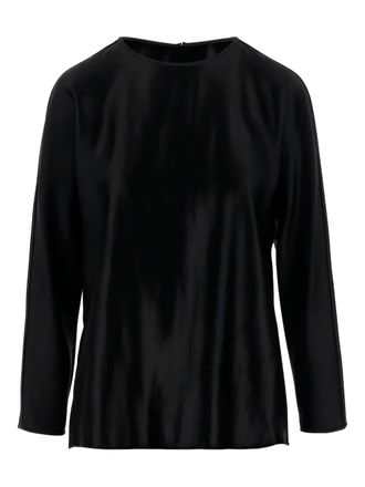 Giorgio Armani blouse en soie à manches longues - Noir