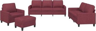 vidaXL Vidaxl - 4-tlg. Sofagarnitur mit Kissen Weinrot Stoff