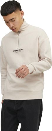 Jack & Jones Herren Stehkragen Pullover JORVESTERBRO Quarter Zip - Relaxed Fit, Gr&ouml;&szlig;e:XXL, Farbe:Moonbeam 12241777