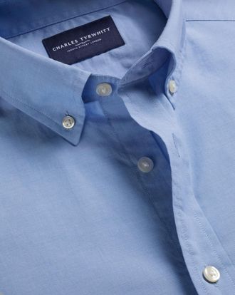 CHARLES TYRWHITT Vorgewaschenes Popeline-Hemd mit Stretch - Kornblumenblau
