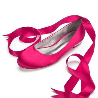 Generic Chaussures De Mariage De Mari&eacute;e Ballet Flat Femmes Satin&eacute;e Rond Plates &Eacute;t&eacute; Dress F&ecirc;te Plates 2Cm,Rose Red,43 EU
