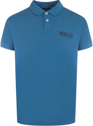 Plein Sport Klassisches Kurzarm-Kragen-Logo-Poloshirt in Blau