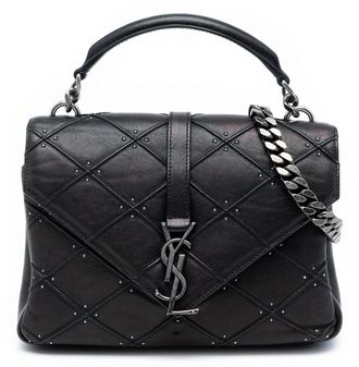 Saint Laurent Hobo Bags - Medium Quilted Diamond Iridescent Calfskin Monogra - Gr. unisize - in Schwarz - f&uuml;r Damen