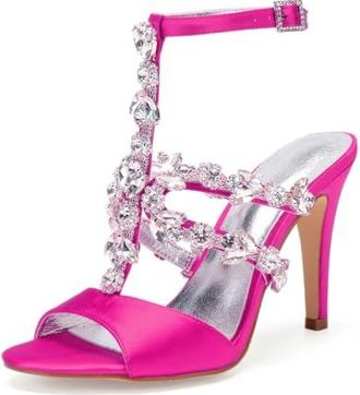 Generic Chaussures De Mariage &Agrave; Talons Hauts pour Femme Mari&eacute;e Stylet Talons Bout Ouvert Sandales Chaussures De F&ecirc;te 10.5Cm,Rose Red,40 EU