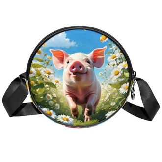 Generic Sac &agrave; bandouli&egrave;re rond pour femme, petit sac &agrave; bandouli&egrave;re avec fermeture &eacute;clair, bretelles r&eacute;glables, style d&eacute;contract&eacute;, pour femmes et filles