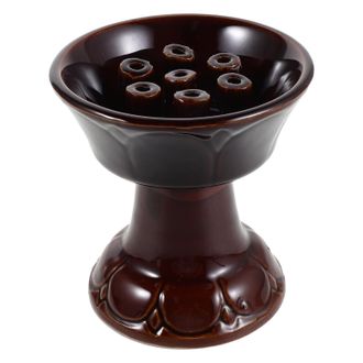 Cabilock Keramik Teelichthalter Ghee Lampe 11cm mit Fu&szlig; Hitzebest&auml;ndig Handgefertigte Tibetische Butter&ouml;l Altarlampe f&uuml;r Pooja Tempel Dekoration