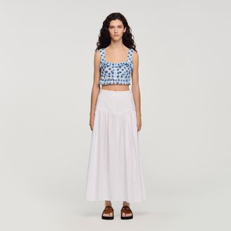 Sandro Top court vichy en lin