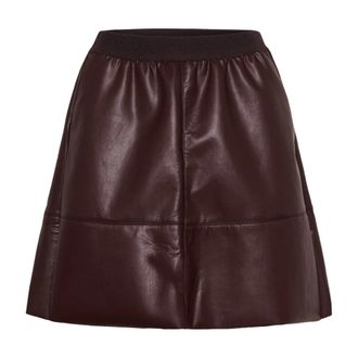 Kaffe Kurzer Lederrock - - Skirts - Damen - Braun - L