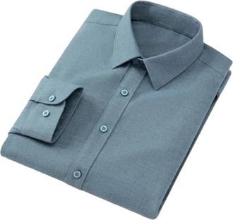 Generic Chemises &agrave; manches longues en laine pour homme, coupe ajust&eacute;e, couleur unie, hauts de bureau et daffaires, S9788, 3XL