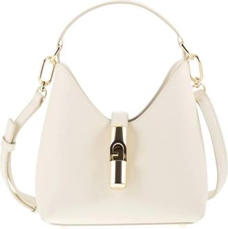 Furla Hobo Bags - Mini Trapezoidal Leather Hobo Bag With Iconic Hard - Gr. unisize - in Beige - f&uuml;r Damen