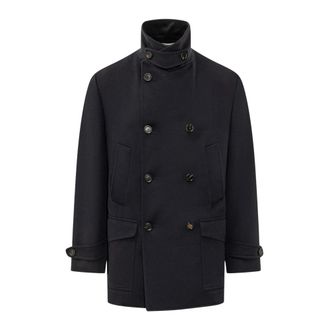 Brunello Cucinelli Zweireihiger Mantel - - Coats - Herren - Blau - L
