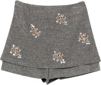 Maje jupe-short superposée à fleurs - Gris