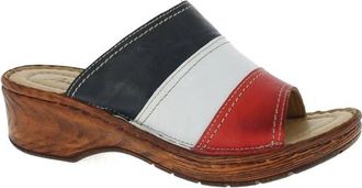 Andrea Conti Mules pour Femme, Rouge, Blanc, Bleu Marine, 37 EU