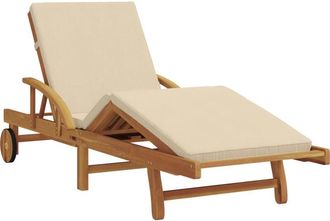 vidaXL Vidaxl - Sonnenliege mit Kissen Beige 200 x 67 x 84cm Massivholz Akazie