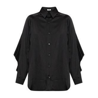 Balmain Oversized Seidenhemd - - Blouses & Shirts - Damen - Schwarzk - 2XS