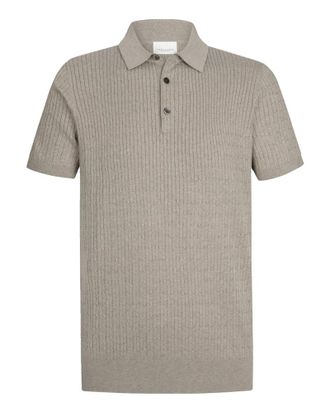 Profuomo Strick-Poloshirt mit Tencel in Zopfstrickmuster in