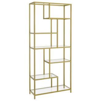 Vasagle Vasagle - tag&egrave;re de Rangement, Biblioth&egrave;que, 6 Niveaux, Porte-plantes, 30 x 80 x 180 cm, Verre Tremp&eacute;, pour Bureau, Salon, Chambre, Cuisine, Noir Pur