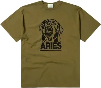 Aries Homme, Tops, Vert, Taille: XL T-shirt imprim&eacute; logo