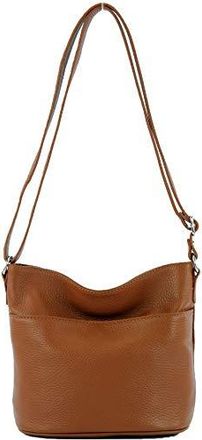 modamoda.de Modamoda de T198 - Fabriqué en Italie Sac bandoulière en cuir, cognac, Small