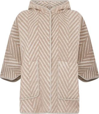 PESERICO Femme, Vestes, Beige, Taille: 44 FR Manteau Oversize &agrave; Motif Zigzag