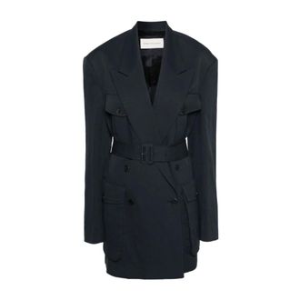 Dries Van Noten Femme, Manteaux, Bleu, Taille: 38 FR Veste Crois&eacute;e Oversize