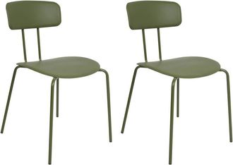 Beliani Stuhl 2er Set Grün Kunststoff und Metall Ohne Armlehnen Modernes Design Sitzmöbel Wohnzimmer Küche Esszimmer Essbereich