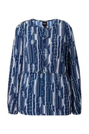Ulla Popken Satinbluse Bluse Anker A-Linie Rundhals Langarm