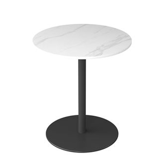 Generic Runder Stehtisch Aus Schiefer Mit Säulenfuß - Moderner Beistelltisch for Wohnzimmer, Schlafzimmer, Balkon (50,8 cm T X 55,9 cm H, Gold + Weiß)(Black+W