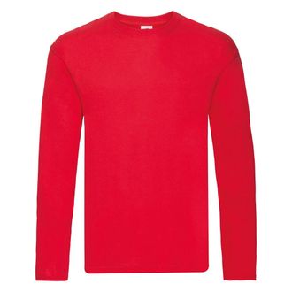 Fruit Of The Loom Herren Longsleeve, Rundhals - Rot - Rot - Gr&ouml;&szlig;e L L,Rot - Rot