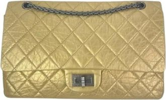 Chanel Sac bandouli&egrave;re matelass&eacute; 2.55 Reissue 227 Double Flap en cuir dagneau m&eacute;tallis&eacute; vieilli Pre-owned - Femme - Pre-owned - Jaune - Taille: ONE Size