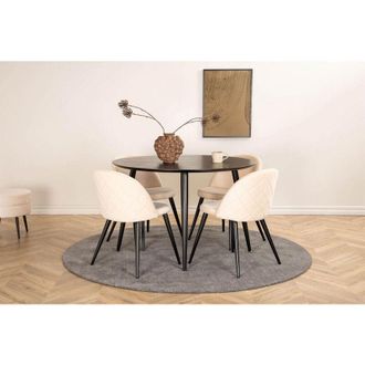 ebuy24 Ebuy24 - Dipp&Oslash;115BLBL Essgruppe Esstisch schwarz und 4 Velvet Stitches Esszimmerst&uuml;hle Velour beige