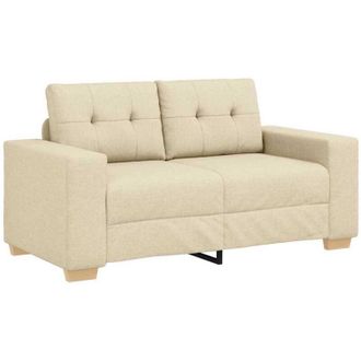 vidaXL Zweisitzer-Sofa mit Kissen Creme Stoff Vidaxl