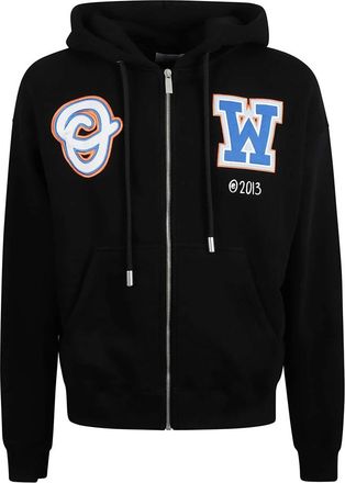 Off-white Homme, Sweatshirts et sweats &agrave; capuche, Noir, Taille: S Wiz Patch Zip Skate Sweat &agrave; capuche
