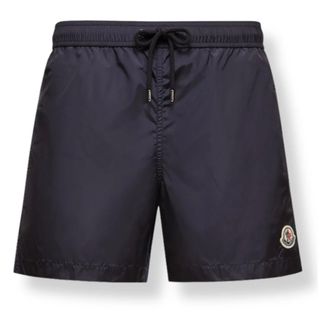 Moncler Homme, Maillots de bain, Noir, Taille: XL Logo Patch Swim Shorts