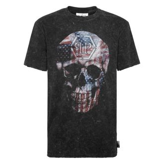 Philipp Plein Rundhals-T-Shirt Skull America - - Tops - Herren - Schwarzk - S