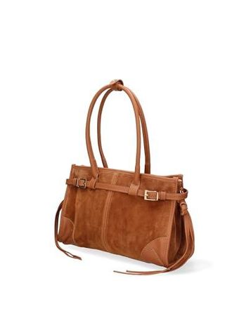 Gave Lux Sac à bandoulière pour femme en cuir véritable Made in Italy 31,5 x 20 x 14 cm GLX228103723FBG, Cuir foncé, Taille unique