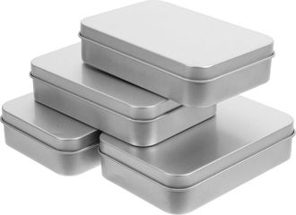 Hemoton Geschenkverpackung Box Set 4 Stück Aus Hochwertigem Weißblech Mit Deckel 11 X 7.5 X 2.5 Cm Ideal Zur Aufbewahrung Von Süßigkeiten Kleinigkeiten Und Ge