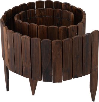 Relaxdays Beeteinfassung, 200 cm lang, flexibel, Sichthöhe: 20 cm, zum Stecken, Holz, Beetzaun, Rasenkante, Dunkelbraun