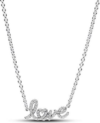 Pandora Pandora Collier Love en argent sterling avec zircones cubiques transparentes, 45