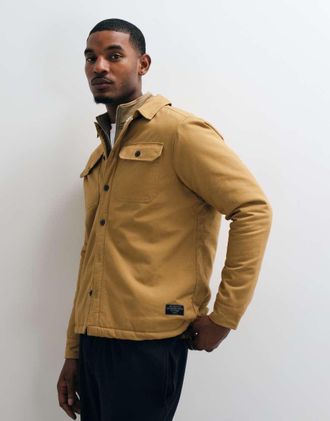 Brave Soul Shacket mit Borgfutter in Camel-Neutral