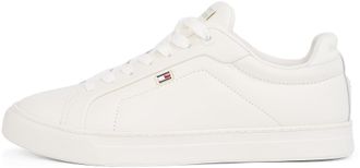 Tommy Hilfiger Damen Court Sneaker Icon Flag aus Leder, Elfenbein (Ivory Petal), 37