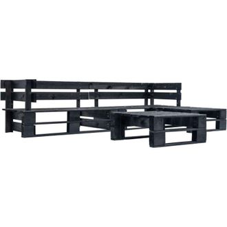 vidaXL 4 pcs Canap&eacute;s de jardin - Canap&eacute;s palette Canap&eacute;s Relax de jardin - Noir Bois vidaXL