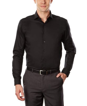 Kenneth Cole Herren Kleid Shirt Big and Tall Solid Klassisches Hemd, Schwarz, 43 cm Hals 89 cm-91 cm Ärmel
