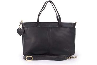 Gigi Grand Sac Cabas Femme Cuir - Sac à Main de Travail - Sac Porté Èpaule Avec Bandoulière Détachable - Multipoches - 6490 - Noir