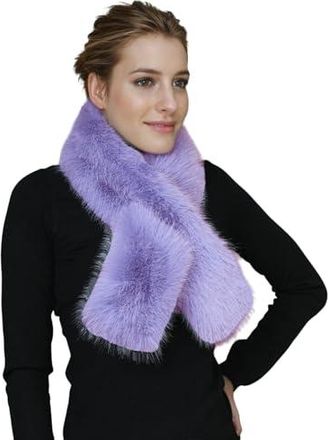 Lina & Lily &Eacute;charpe Col Femme Hiver avec Fente en Fausse Fourrure Poils Longs (Violet Clair)
