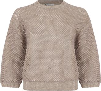 PESERICO Femme, Sweatshirts et sweats &agrave; capuche, Beige, Taille: 36 FR Holey Sweater