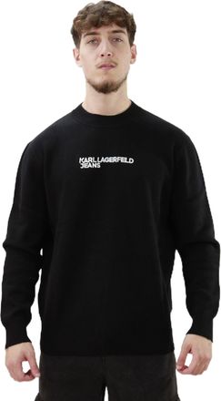 Karl Lagerfeld Herren, Logo-Pullover, Schwarz, Klein