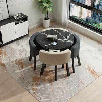 Generic Essgruppe in Tresenh&ouml;he, K&uuml;chen-Esstisch- und Stuhlset, 5-teilige Fr&uuml;hst&uuml;cksbar-M&ouml;bel mit 1 Tisch und 4 St&uuml;hlen