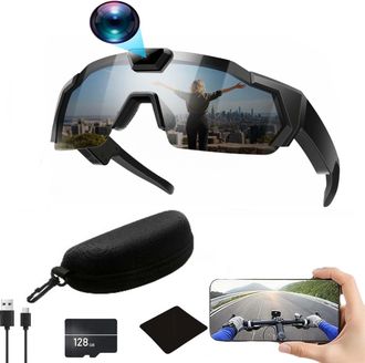 Generic Hd-baseballbrille, Intelligente Videoaufzeichnungsbrille mit Kamera, 128 Gb Speicher, f&uuml;r Sport blackB